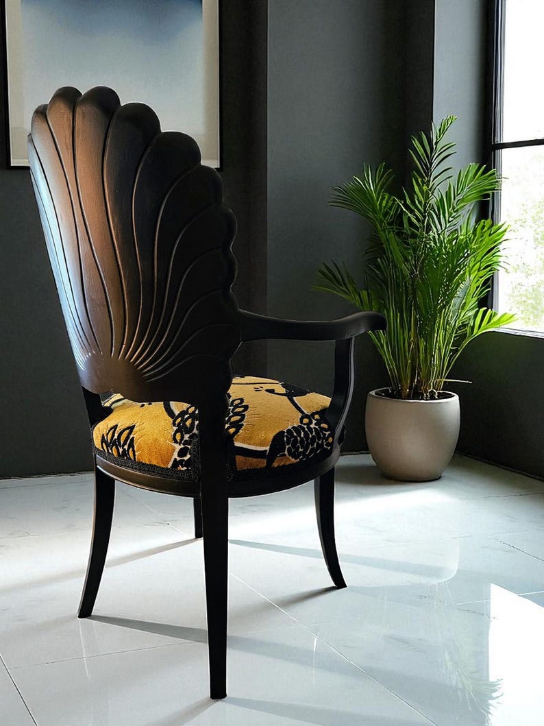 Vintage Italian Grotto Chair – Black & Gold Statement Piece / Boutique ...
