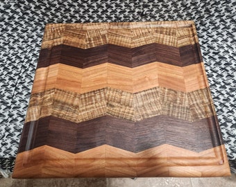 Butcher Block Cutting Board Chevron Style - Etsy