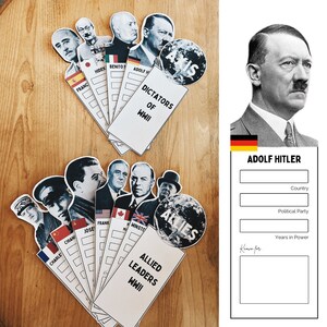 WW2 Leaders Card Fan Printable Project, WWII World Leaders, Axis Vs ...