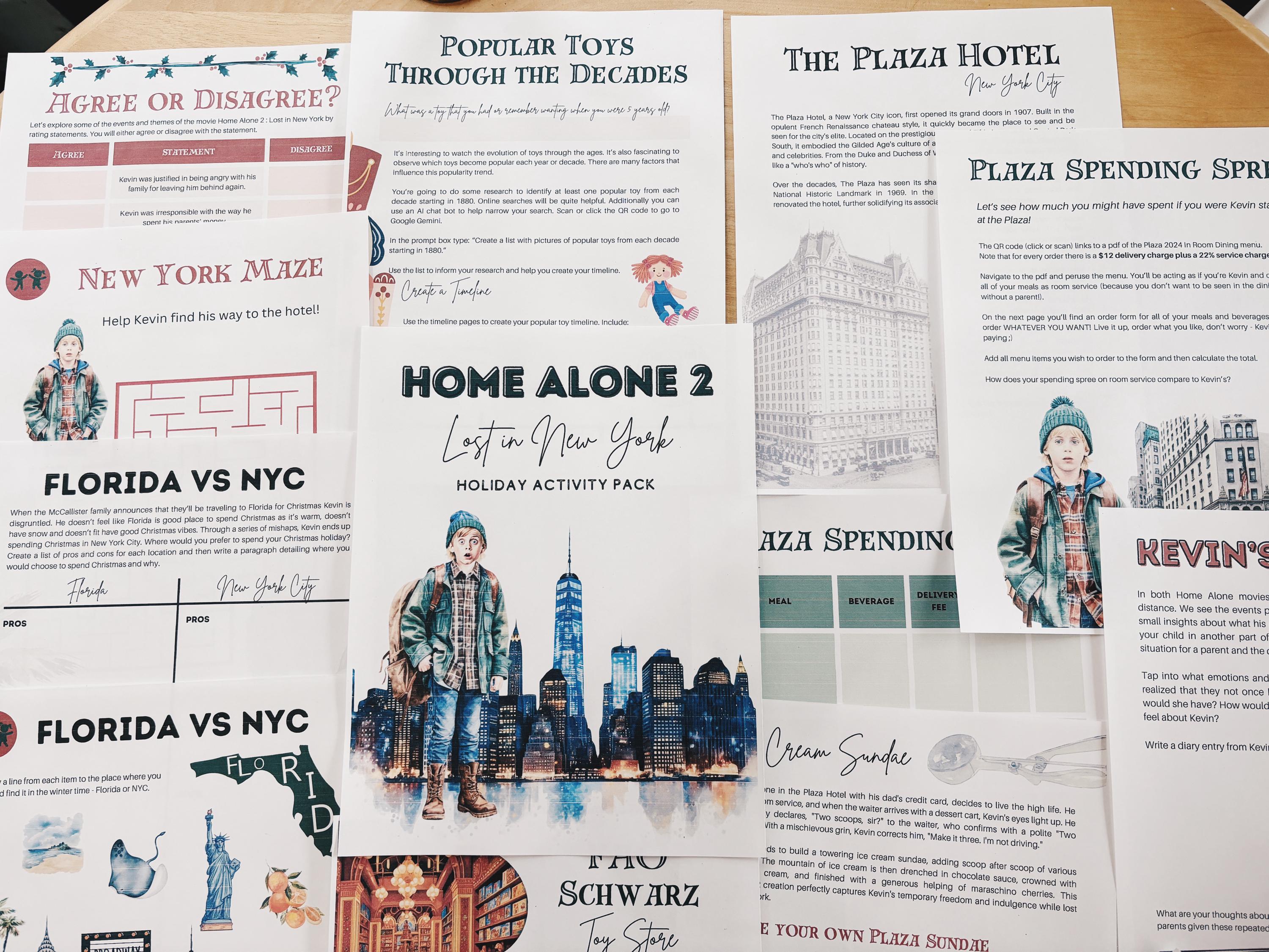 Home Alone 2 - Holiday Activity Pack: Christmas School Printable (PDF ...