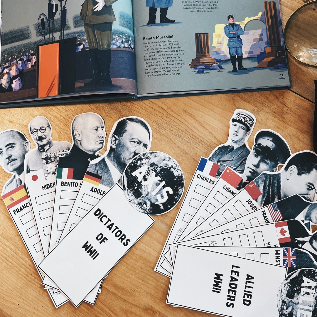 WW2 Leaders Card Fan Printable Project, WWII World Leaders, Axis Vs ...