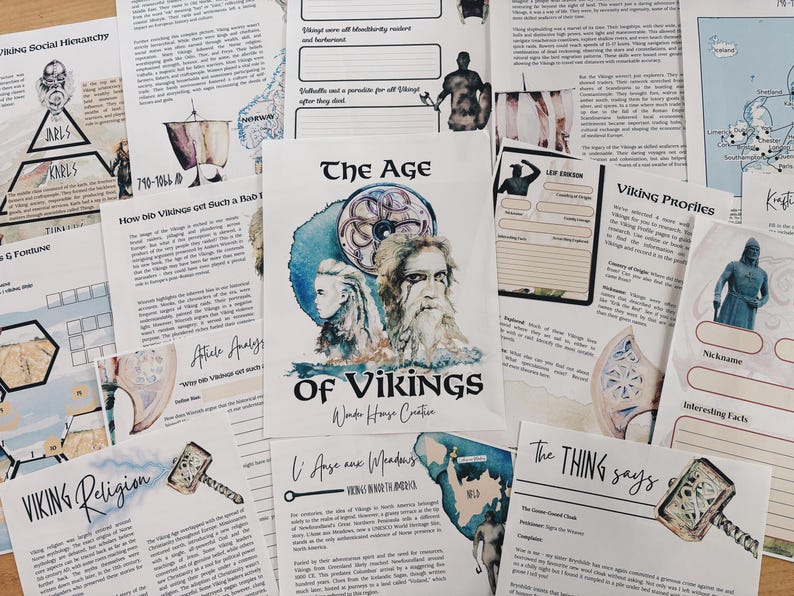 The Age of Vikings History and Language Arts Unit Study, Middle and ...