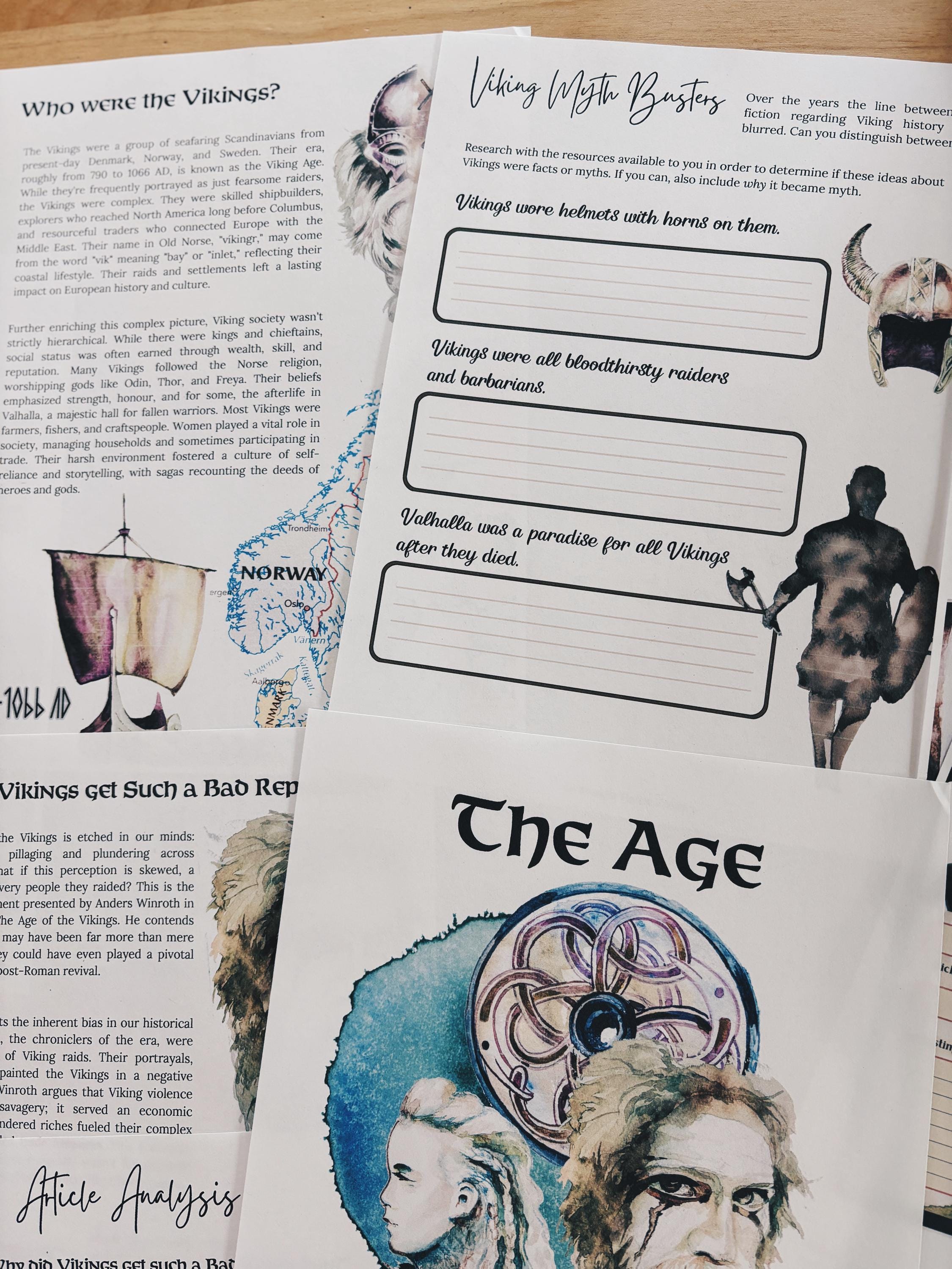 The Age of Vikings History and Language Arts Unit Study, Middle and ...