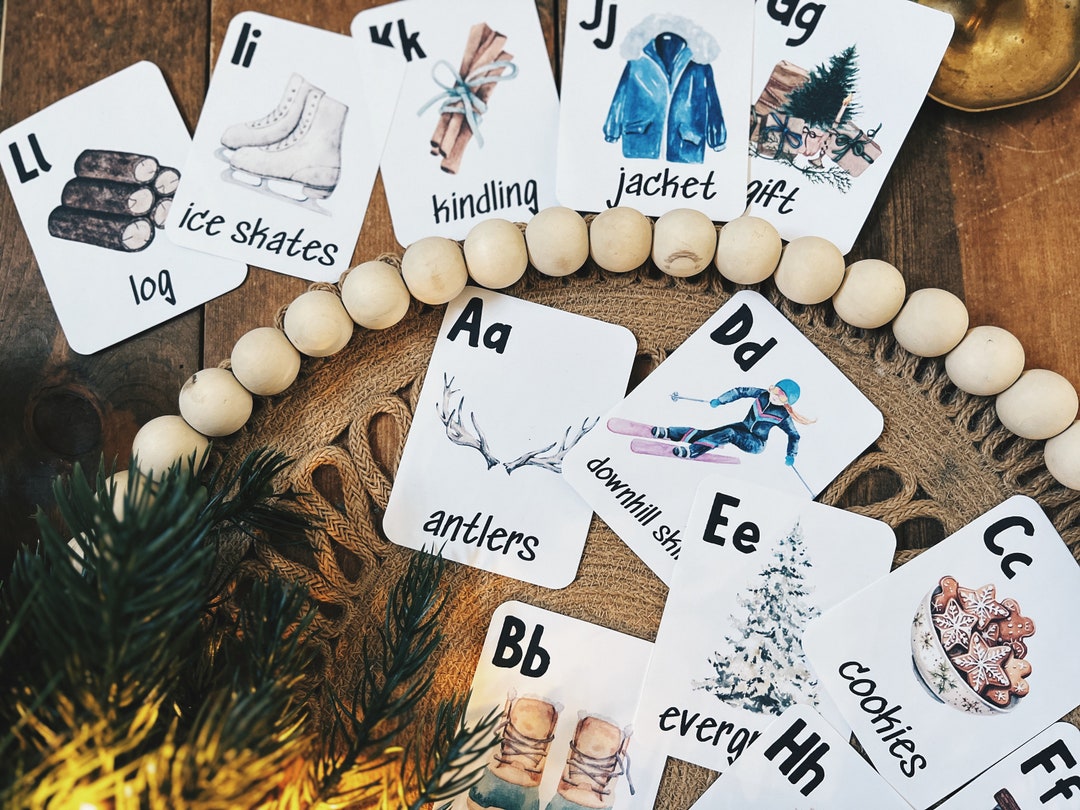 Winter Watercolour Alphabet Cards and Alphabet Book, Early Learning ...