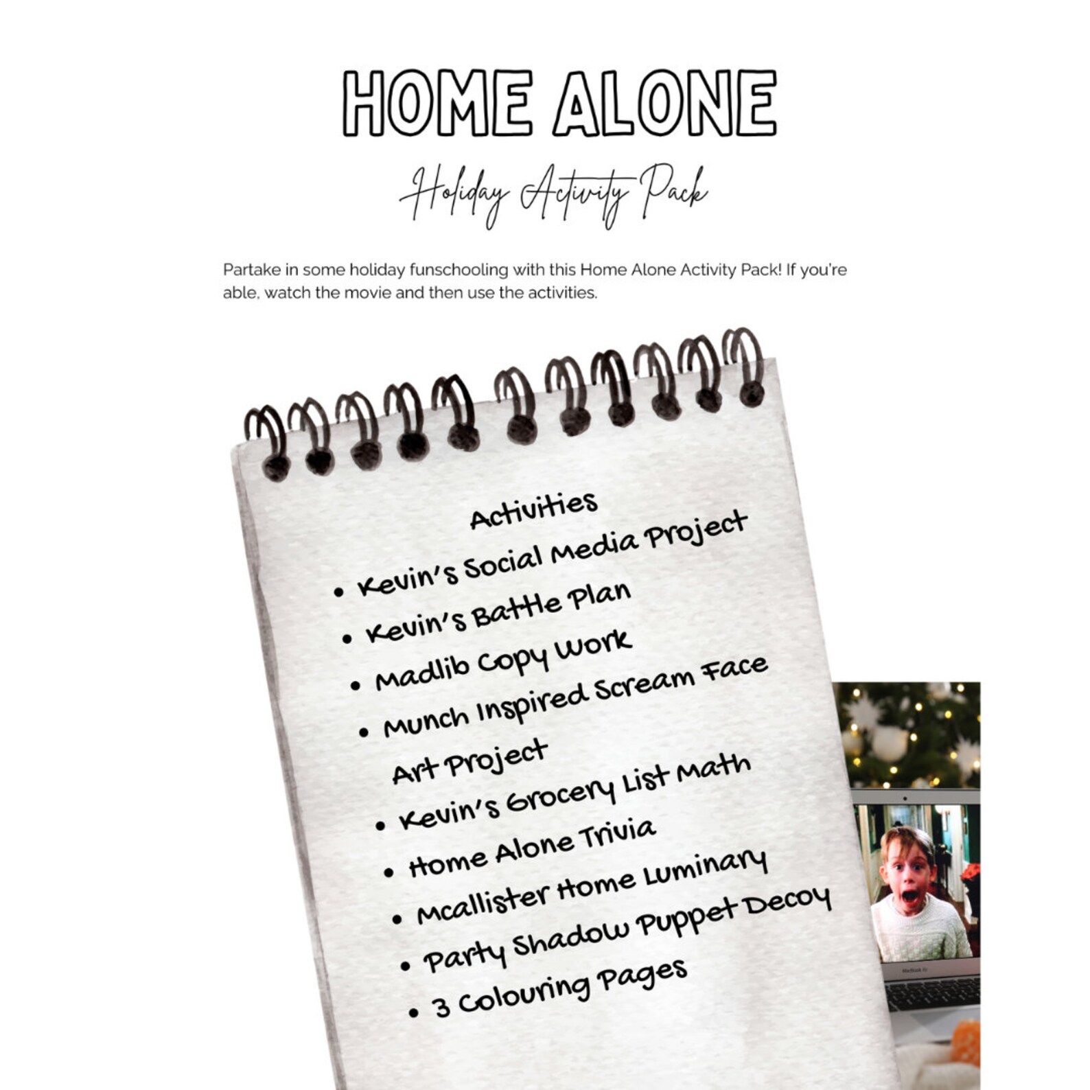 Home Alone Holiday Activity Pack Mini Unit, Christmas Project Pack ...