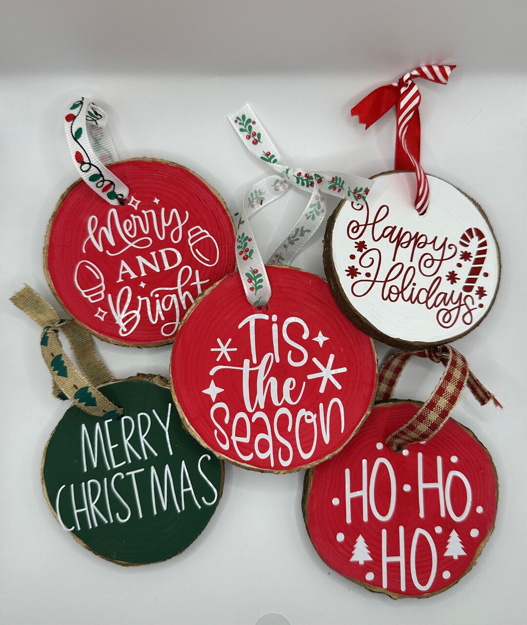 Christmas Holiday Rustic Wood Slice Ornaments - Etsy