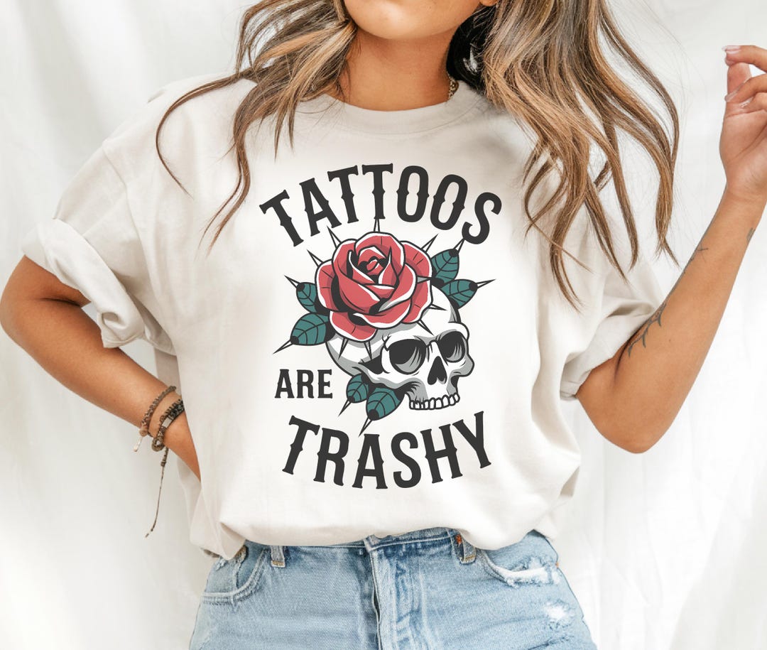 Tattoos Are Trashy Png, Skull and Rose Png, Funny Tattoo Png, Edgy ...
