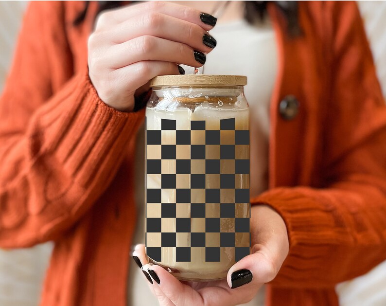 Checkered Pattern Libbey Glass 16oz Svg 16oz Glass Can Cut - Etsy