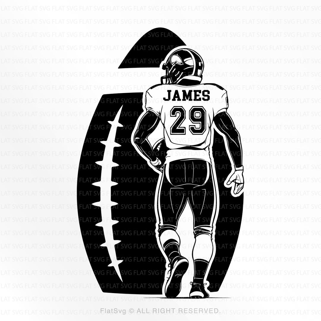 Custom Football Player Svg, Football Name Number Svg Png, Jersey Back ...