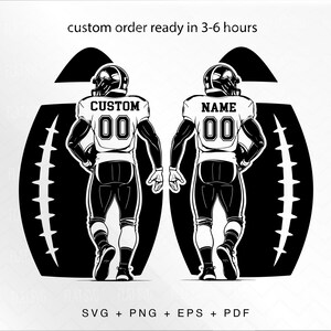 Custom Two Football Player Svg, Football Name Number Svg Png, Jersey ...