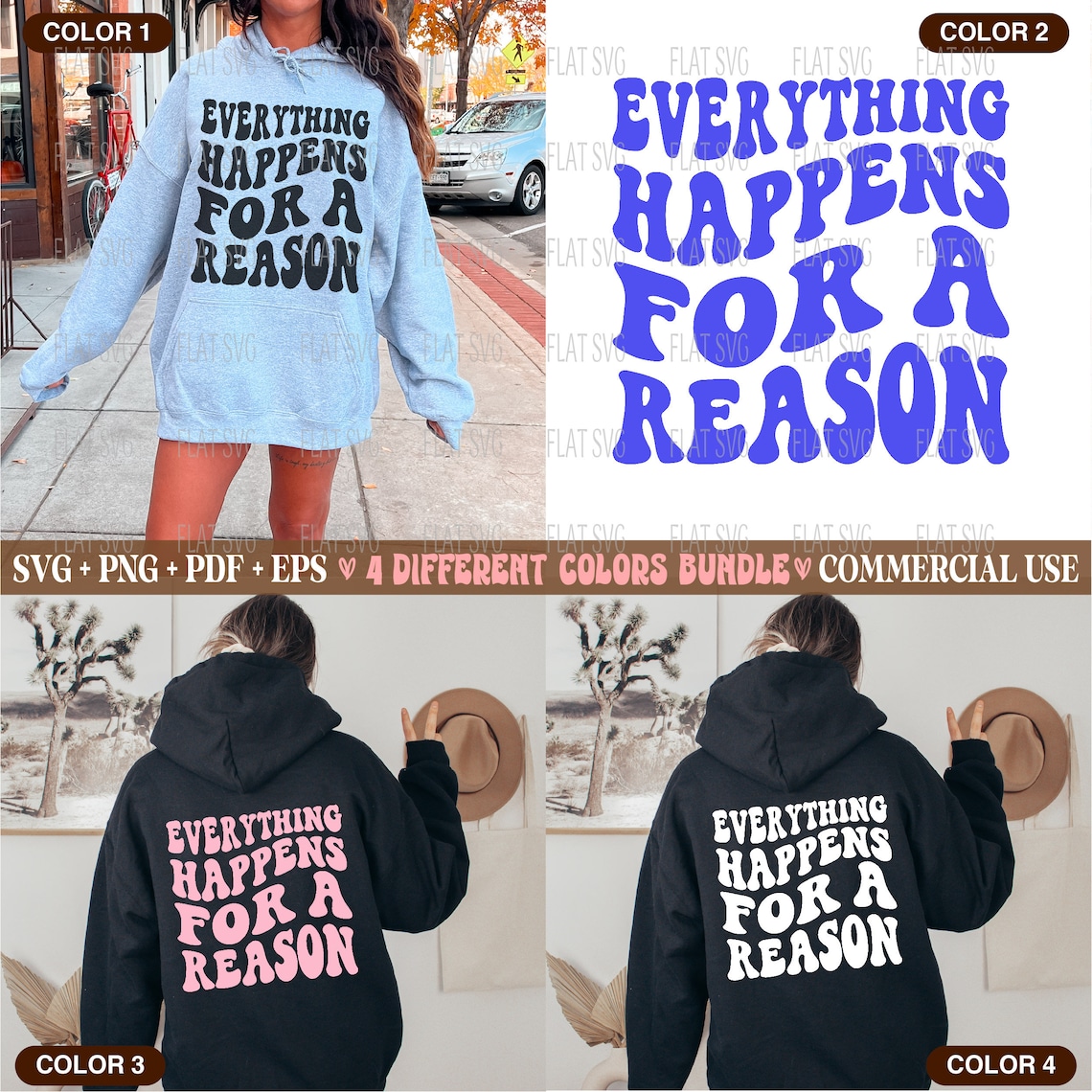Everything Happens for A Reason Svg Png, Motivational Petty Quote ...