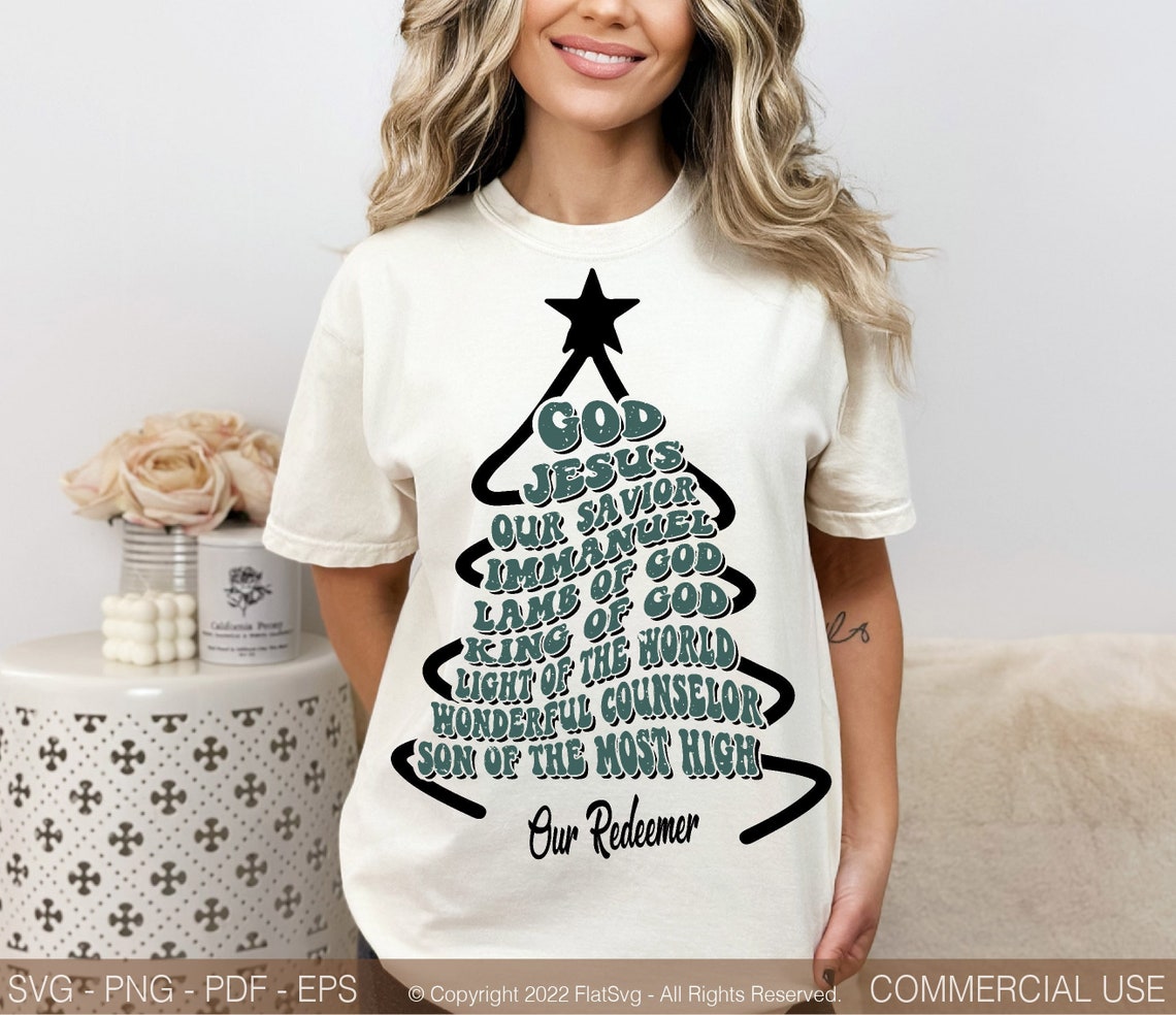 Names of Jesus Christmas Tree Svg Jesus is the Reason Svg - Etsy
