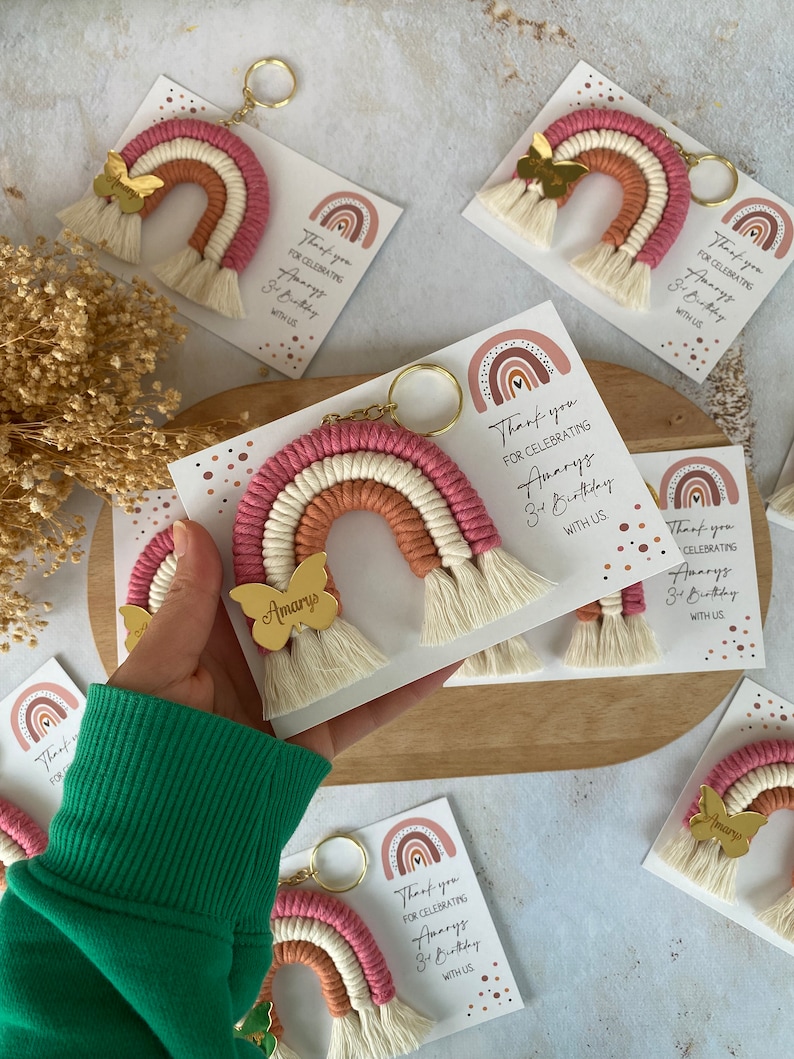 Personalized Handmade Rainbow Macrame Gift Keychains, Special Day Gifts ...