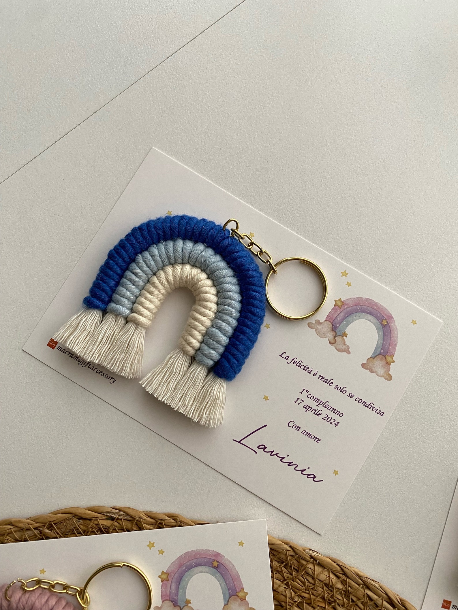 Personalized Handmade Rainbow Macrame Bohemian Keychain Gift, Special ...