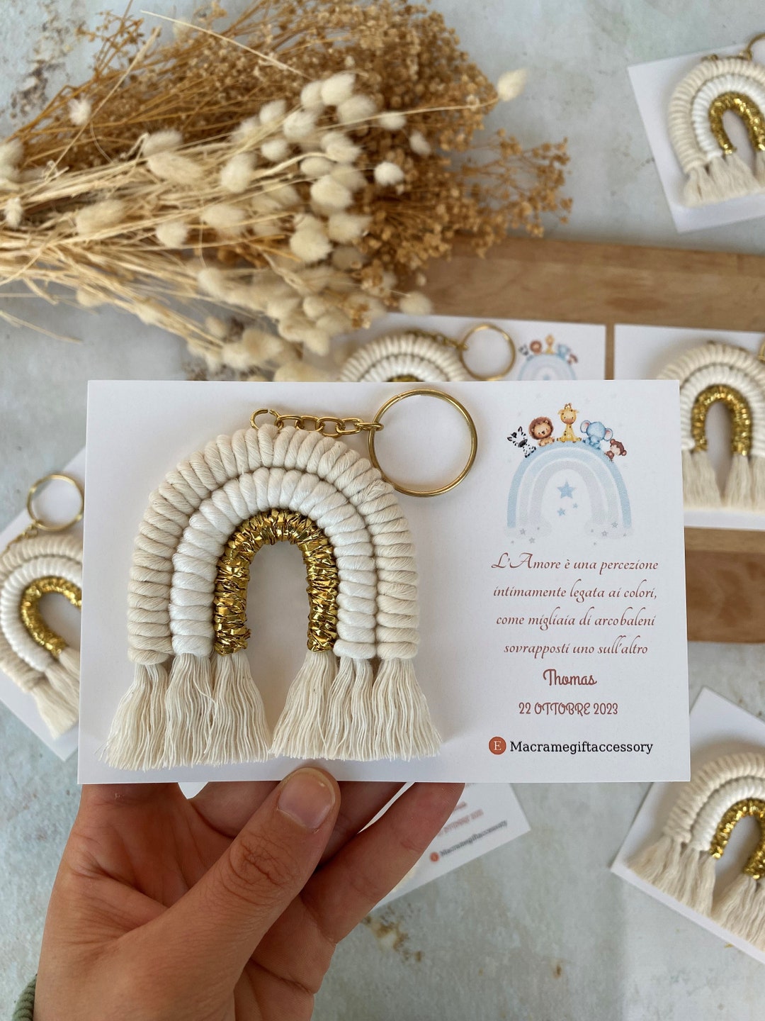 Personalized Handmade Rainbow Macrame Bohemian Keychain Gift, Rainbow ...
