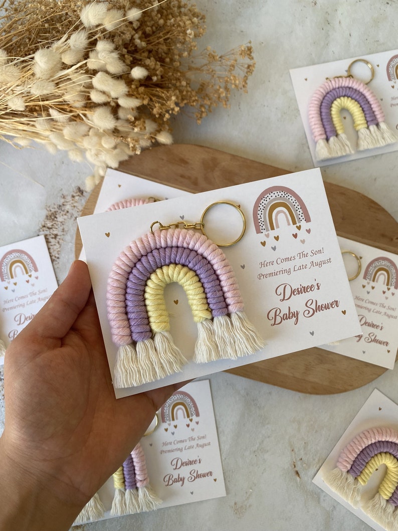 Birthday Party Keepsake, Macrame Rainbow Keychain, Guest Gifts, Baby ...