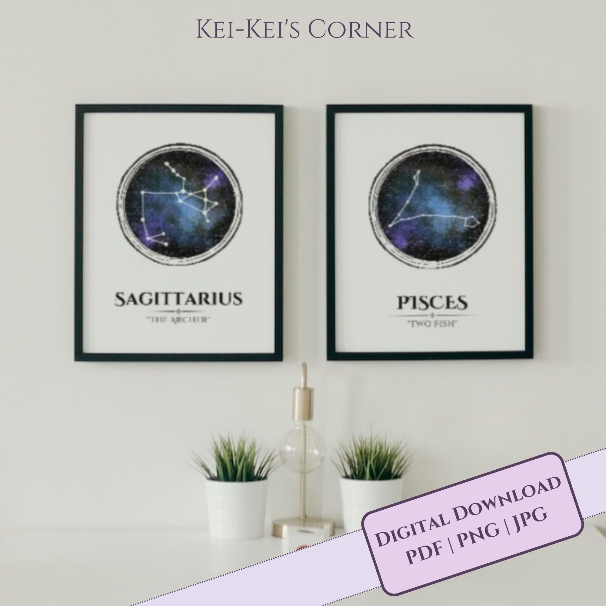 Pisces two Fish Zodiac Constellation Horoscope - Etsy