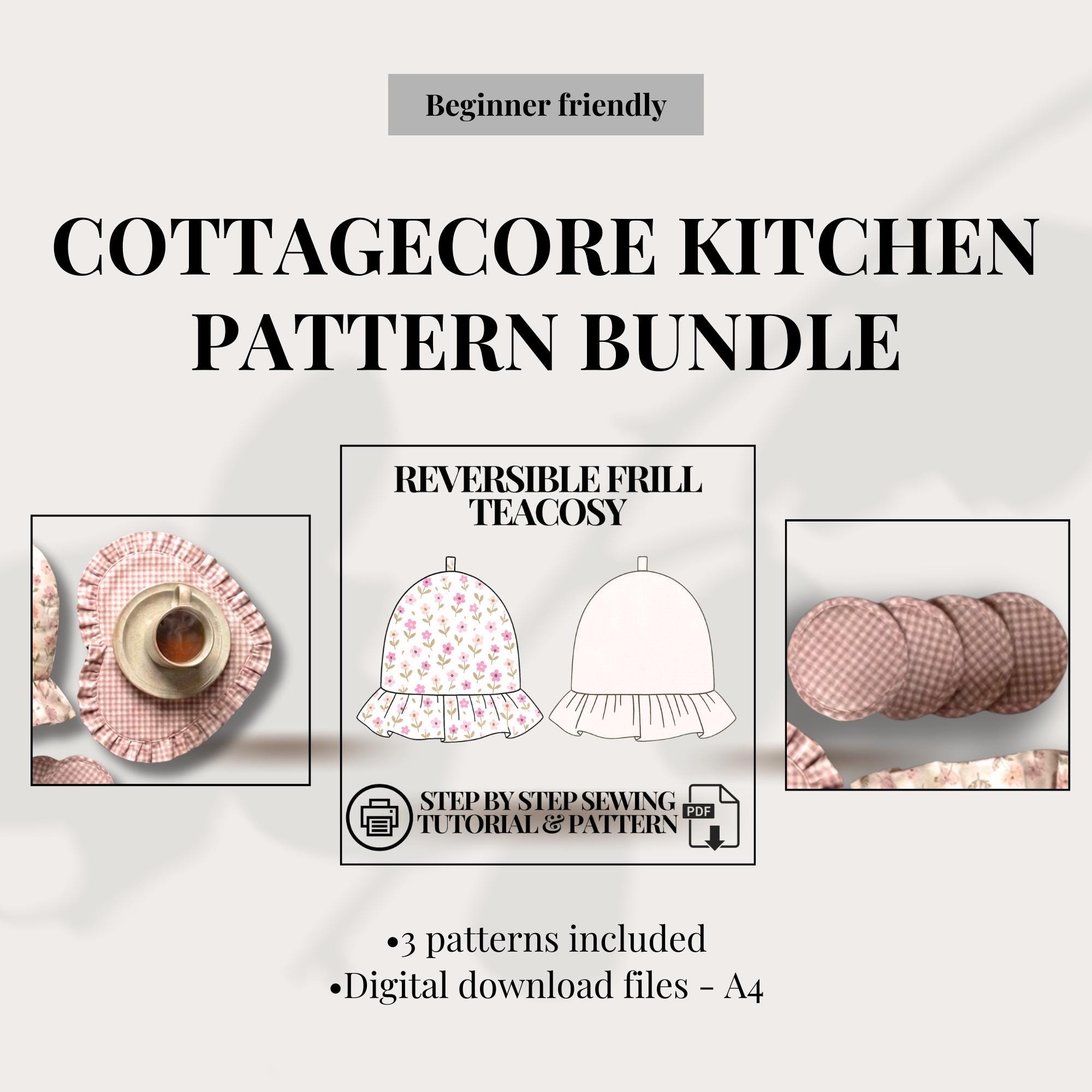 Cottagecore Tea Set Sewing Pattern: Frilled Cosy, Heart Placemats (PDF ...