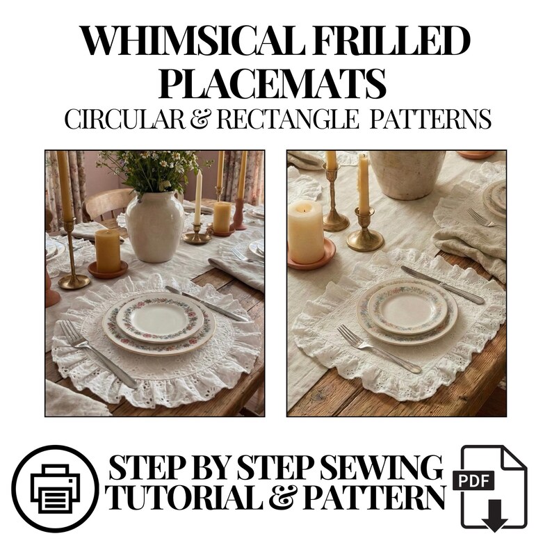Cottage Kitchen Sewing Pattern Bundle | Ruffle Placemat, Tea Cosy (PDF ...