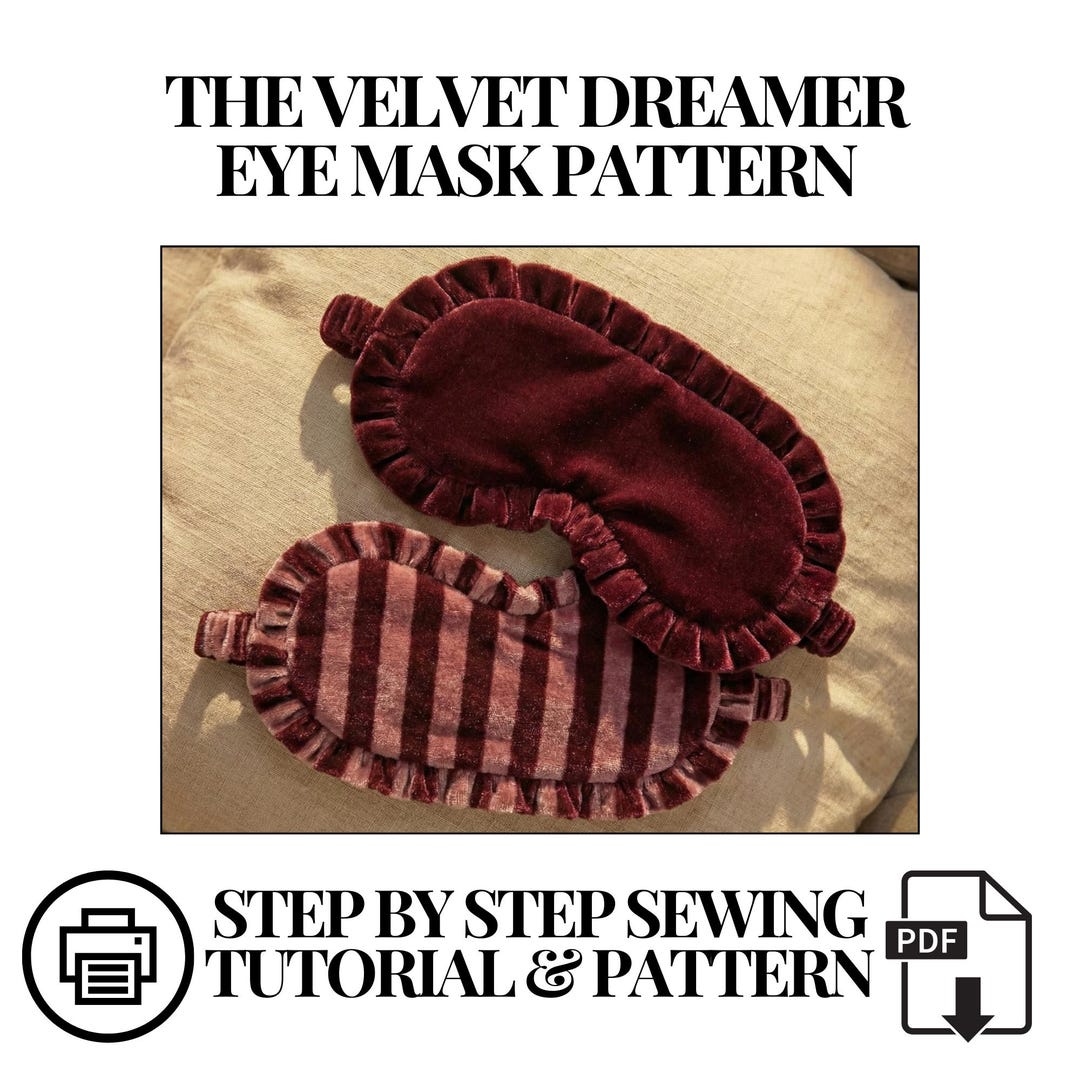 Velvet Frilled Eye Mask Sewing Pattern | DIY Sleep Mask (A4 PDF) - Etsy UK
