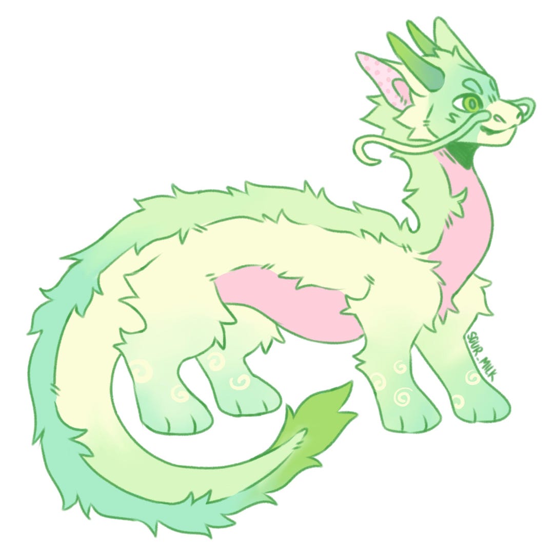 Furry Adopt Design Green Noodle Dragon Adopt Digital Download Cute ...