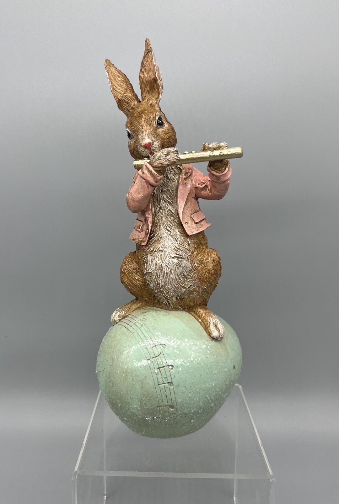 Bunny Playing Flute on Egg - Etsy