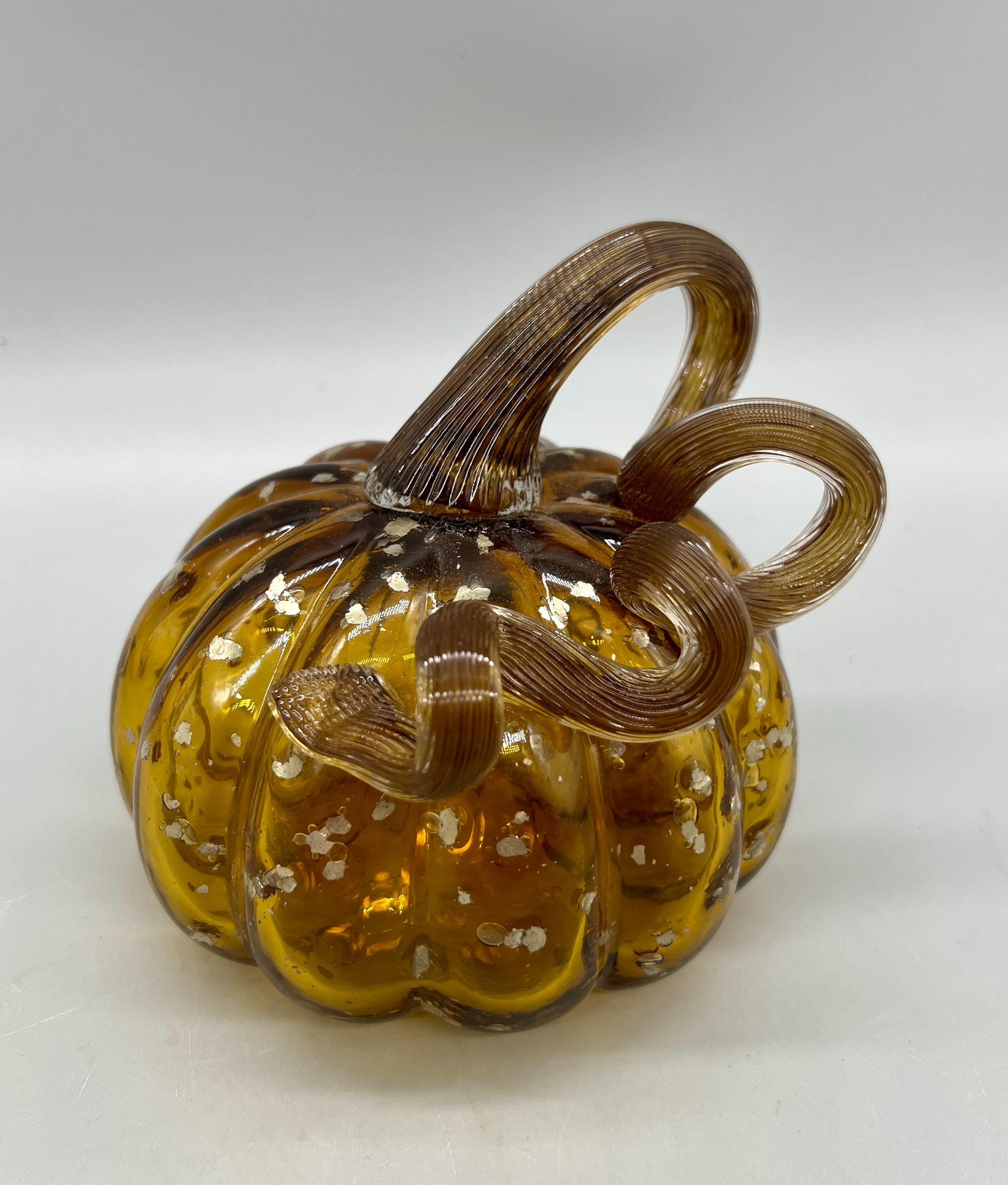 Hand Blown Amber Pumpkin With Mica Flakes - Etsy