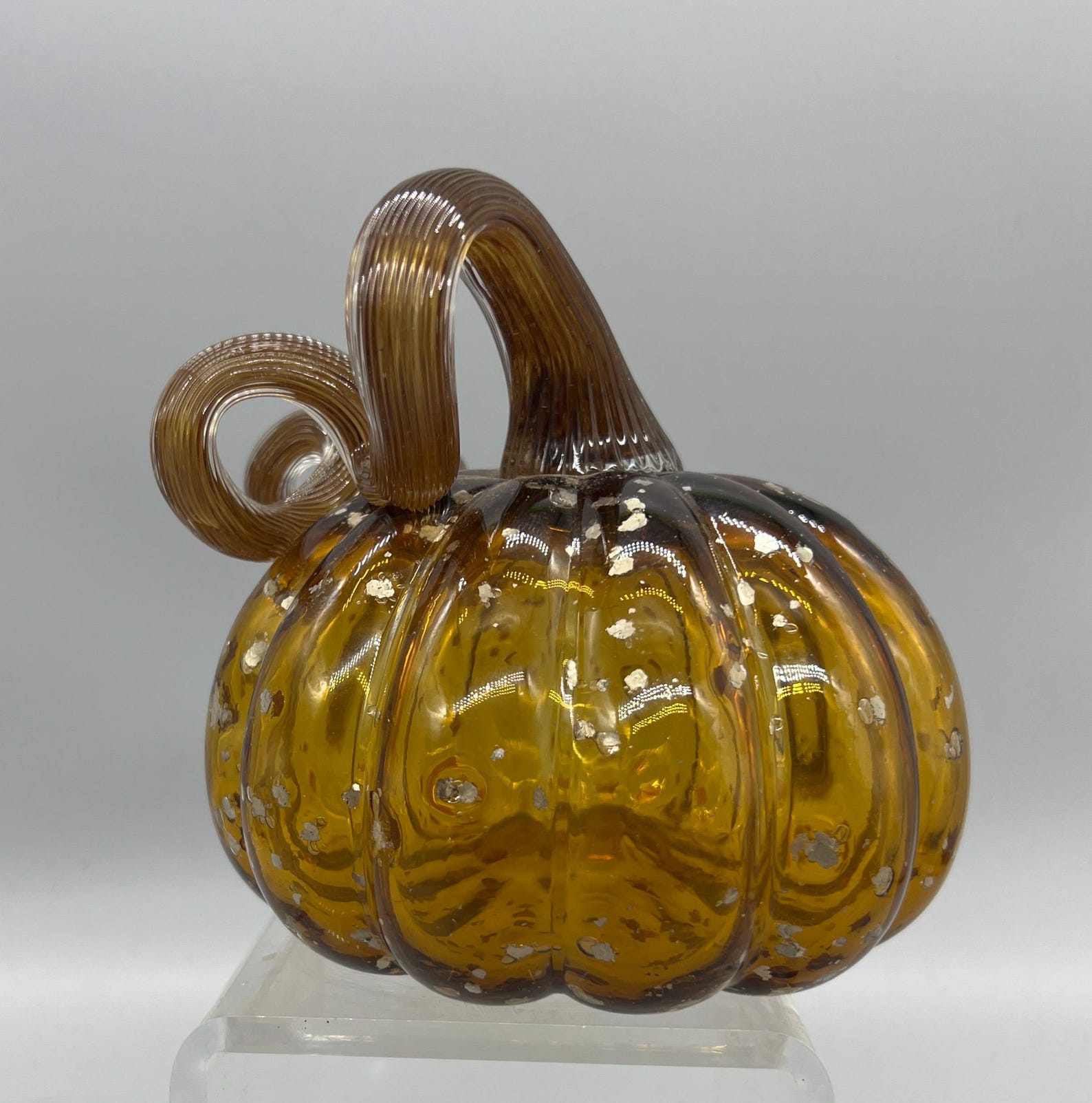 Hand Blown Amber Pumpkin With Mica Flakes - Etsy
