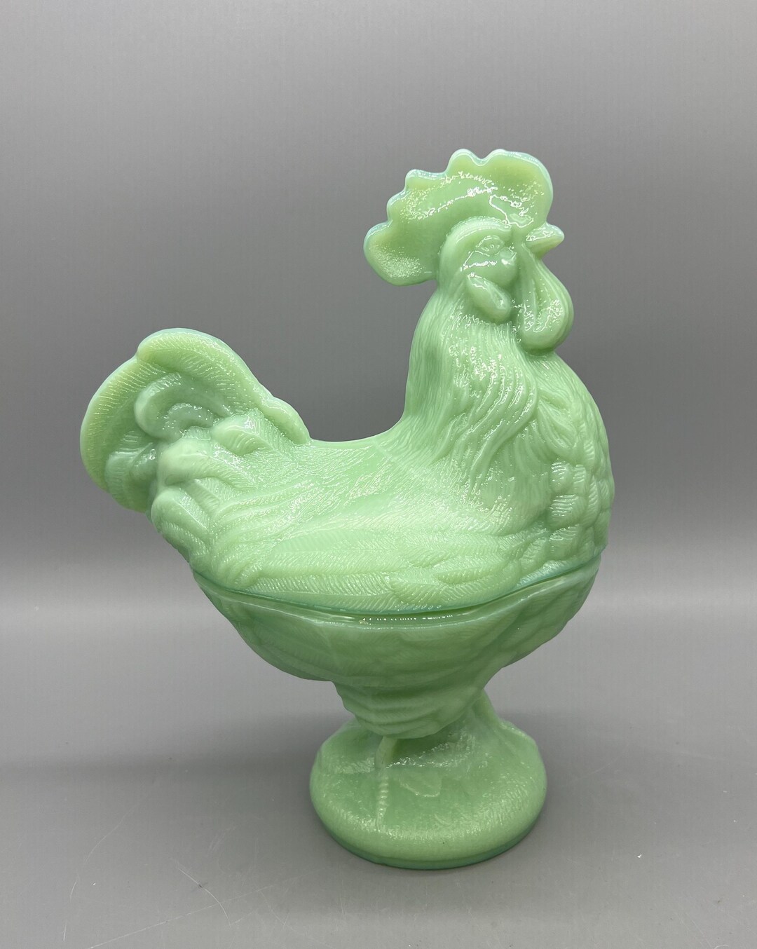 Jadeite Green Standing Rooster Candy Dish - Etsy