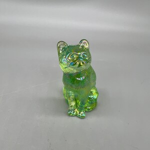 Mosser Hand Crafted Vintage Style Glass 3” Sitting Cat Apple Green ...