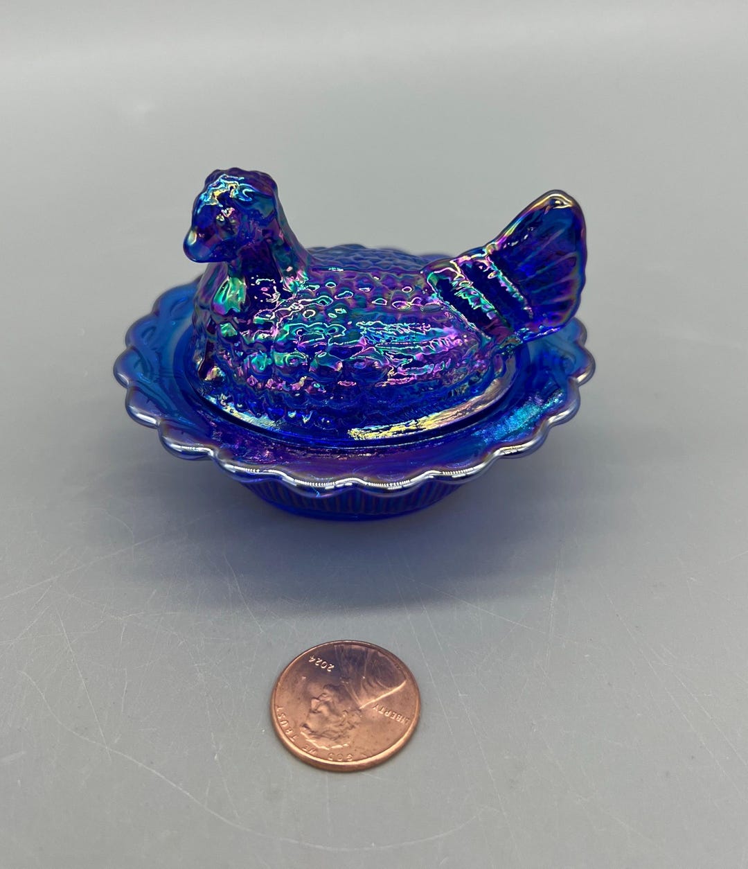 Mosser Hand Crafted Mini Cobalt Blue Carnival Hen on Nest Chick Salt ...
