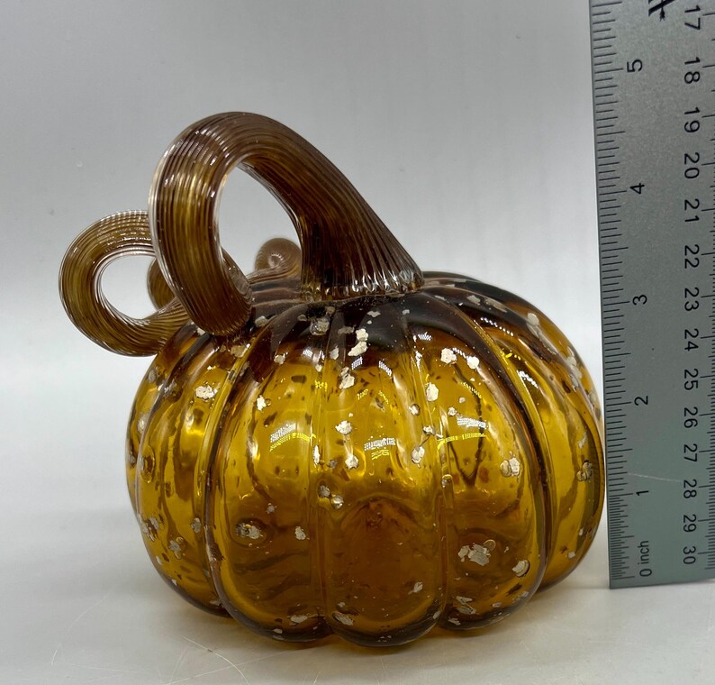 Hand Blown Amber Pumpkin With Mica Flakes - Etsy