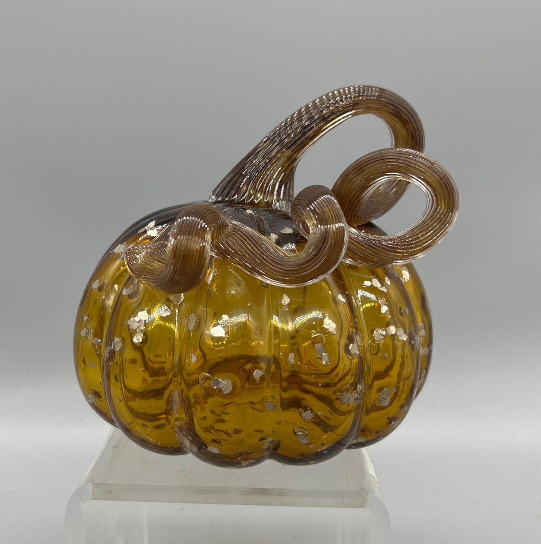 Hand Blown Amber Pumpkin With Mica Flakes - Etsy