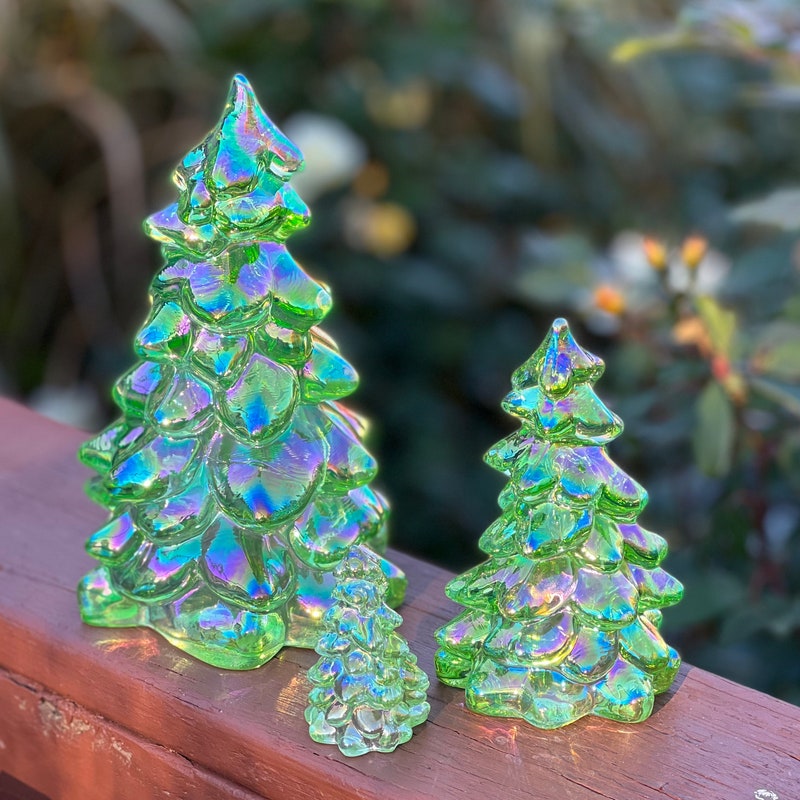 Green Glass Pine Tree - Etsy