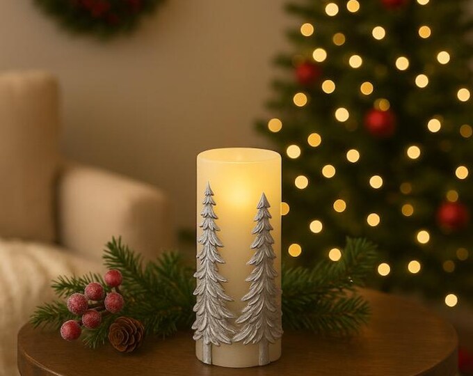 Silver Tree 8" LED Water Candle - Etsy