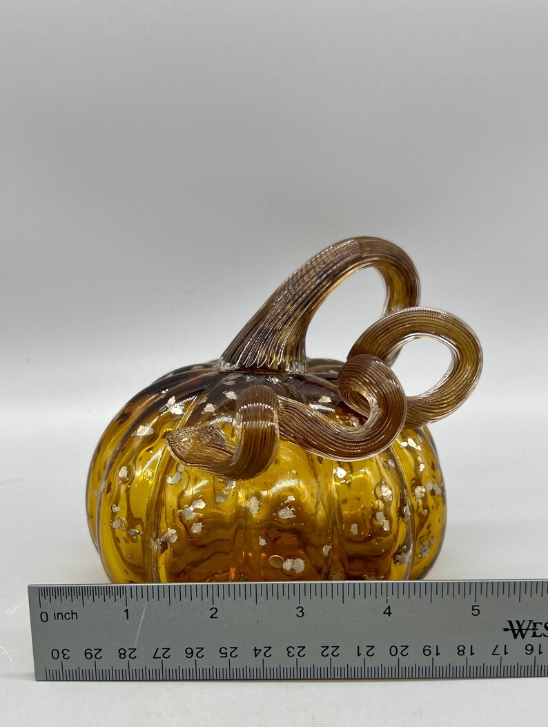 Hand Blown Amber Pumpkin With Mica Flakes - Etsy