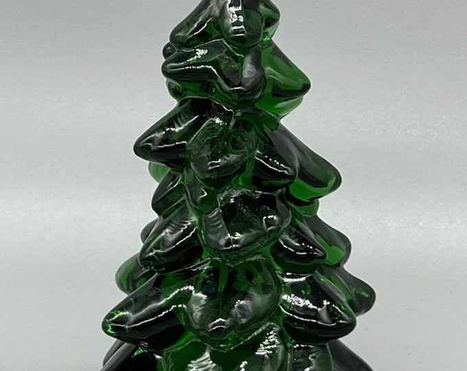 Christmas Holiday Tree 5 1/2” Hunter Green Glass Hand Crafted by Mosser ...