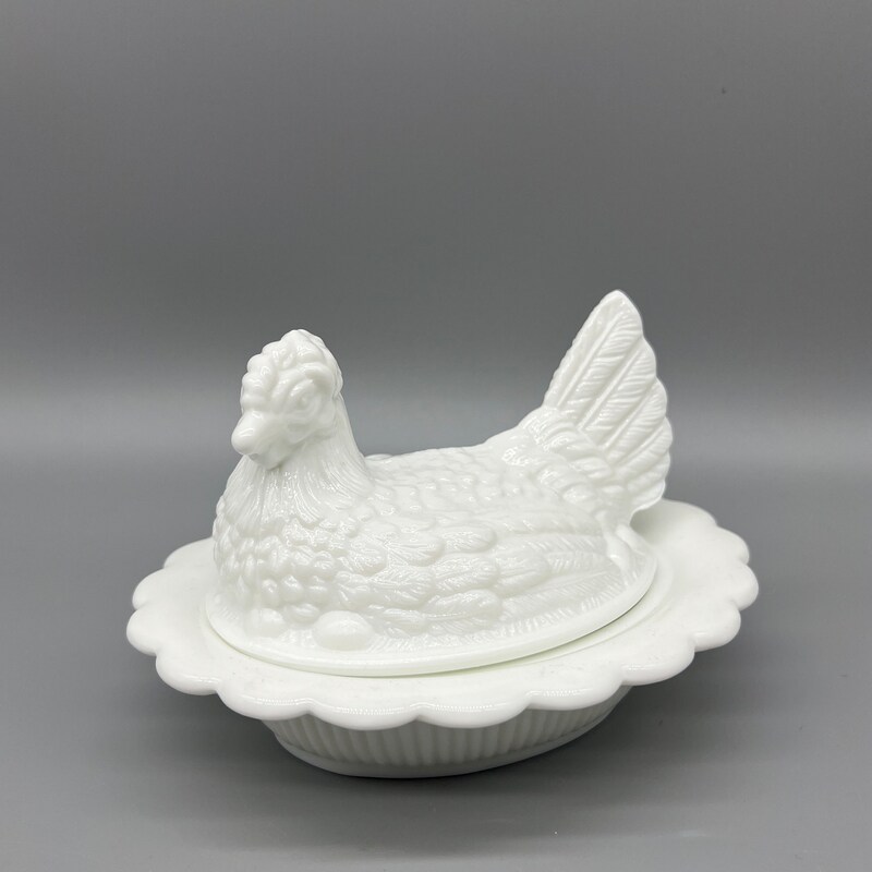 Milk Glass Hen - Etsy