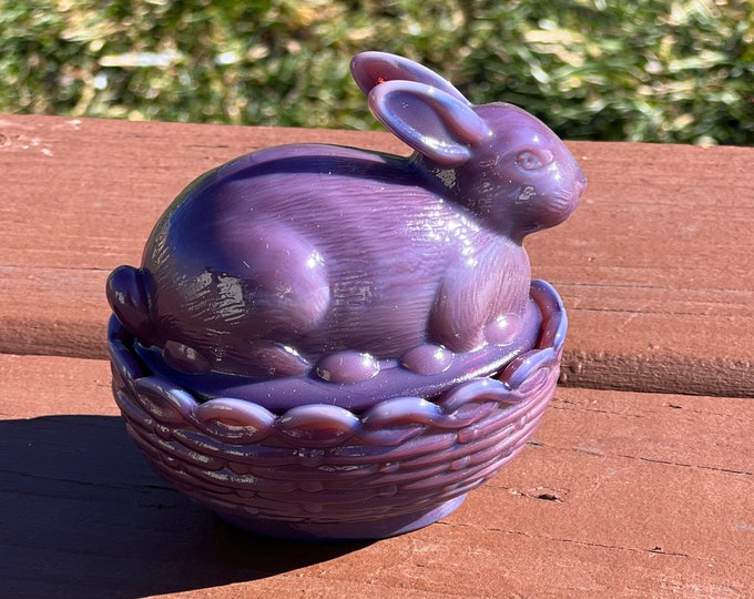 Mosser Glass Crown Tuscan Pink Bunny Rabbit on Basket - Etsy
