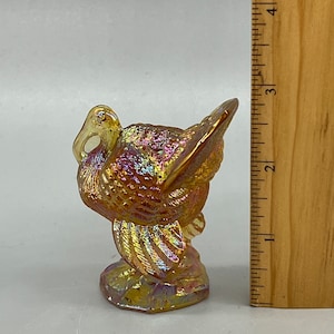 Turkey Solid Glass Figurine - Honey Amber Carnival Glass Hand Crafted ...