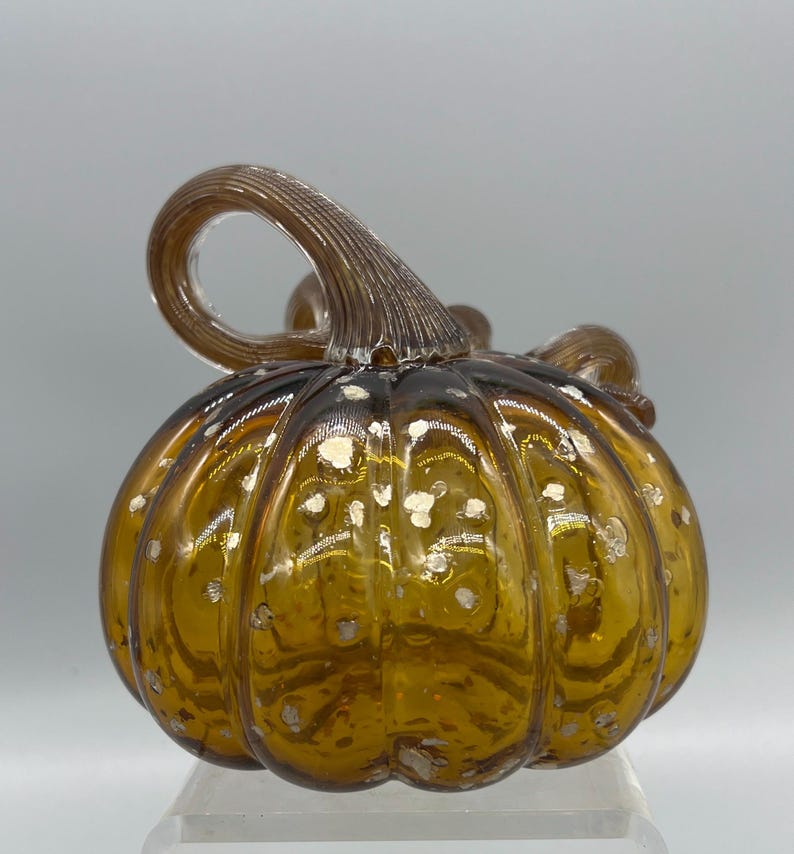 Hand Blown Amber Pumpkin With Mica Flakes - Etsy