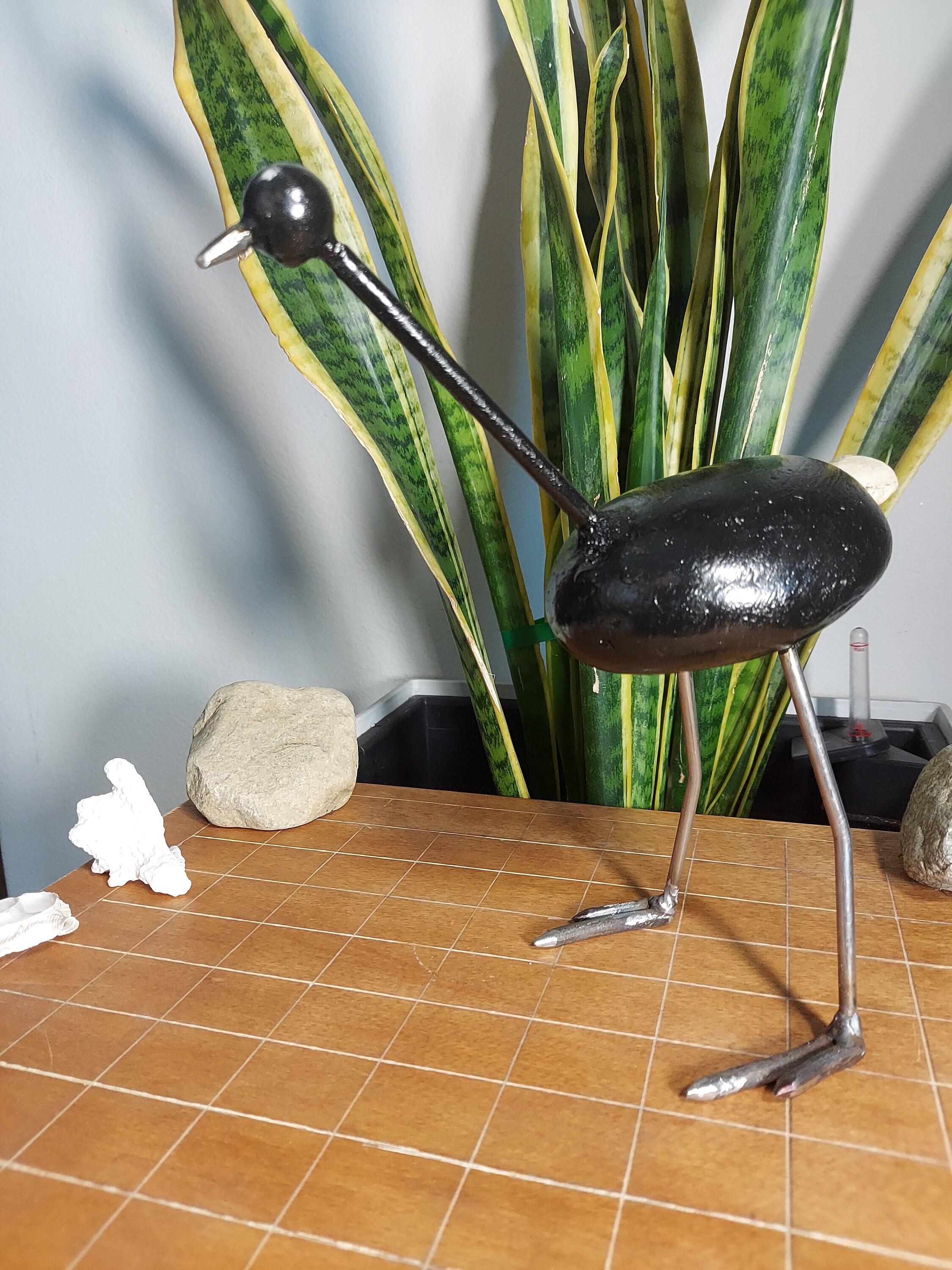 Metal and Stone Ostrich Figure Sculpture, Handcrafted - Etsy