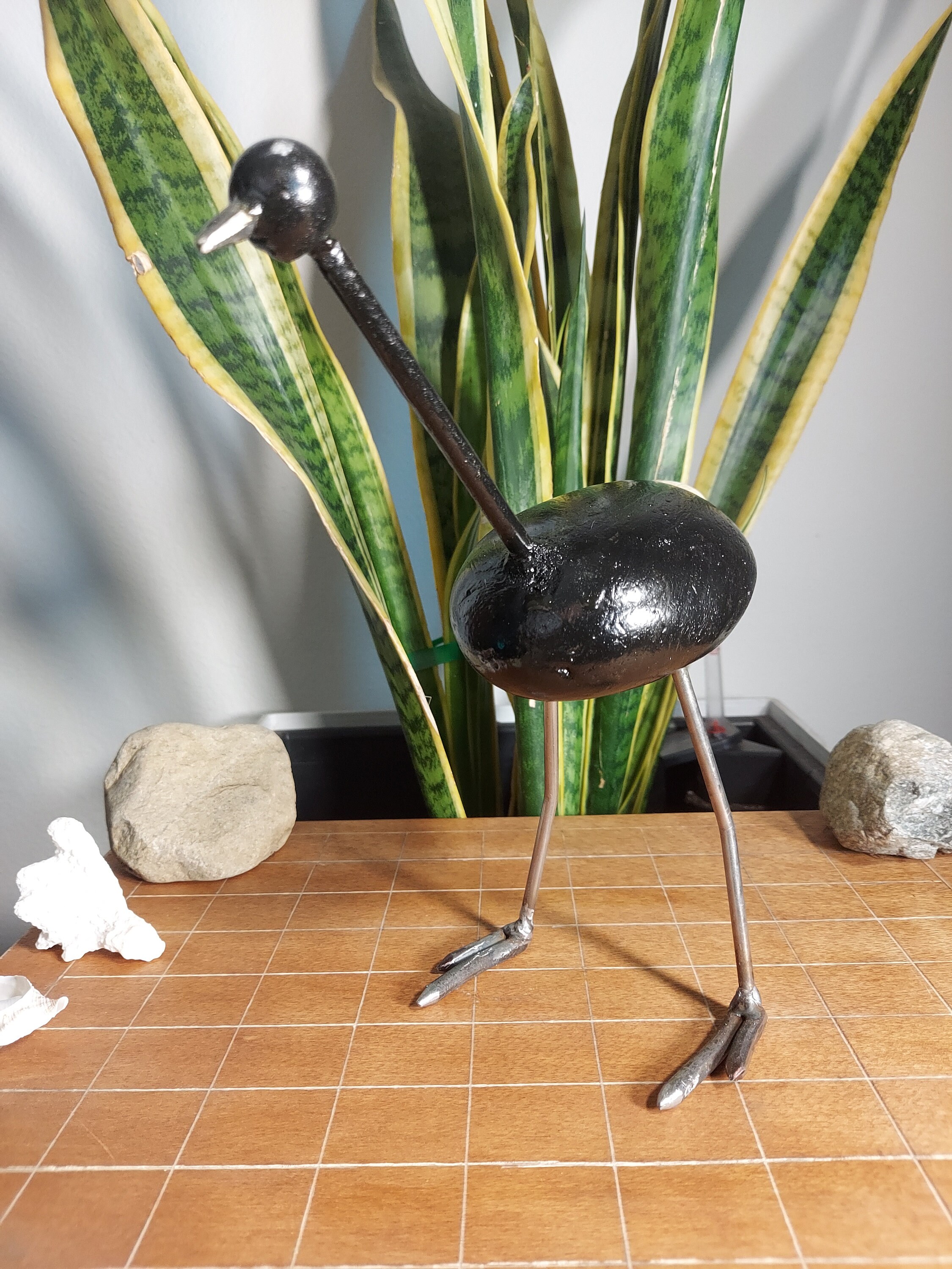 Metal and Stone Ostrich Figure Sculpture, Handcrafted - Etsy