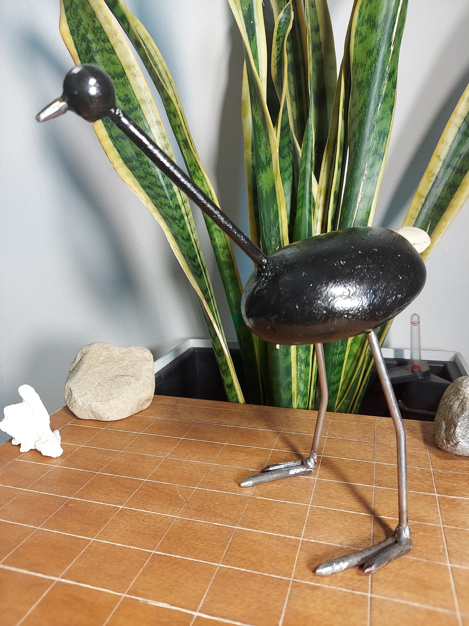 Metal and Stone Ostrich Figure Sculpture, Handcrafted - Etsy
