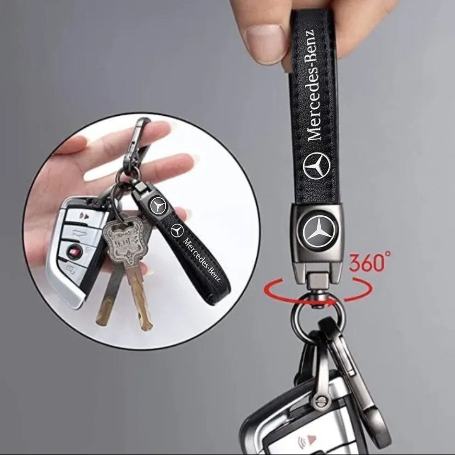 Mercedes Benz Luxury Leather Keychain Keyring Mercedes Benz Logo Great ...