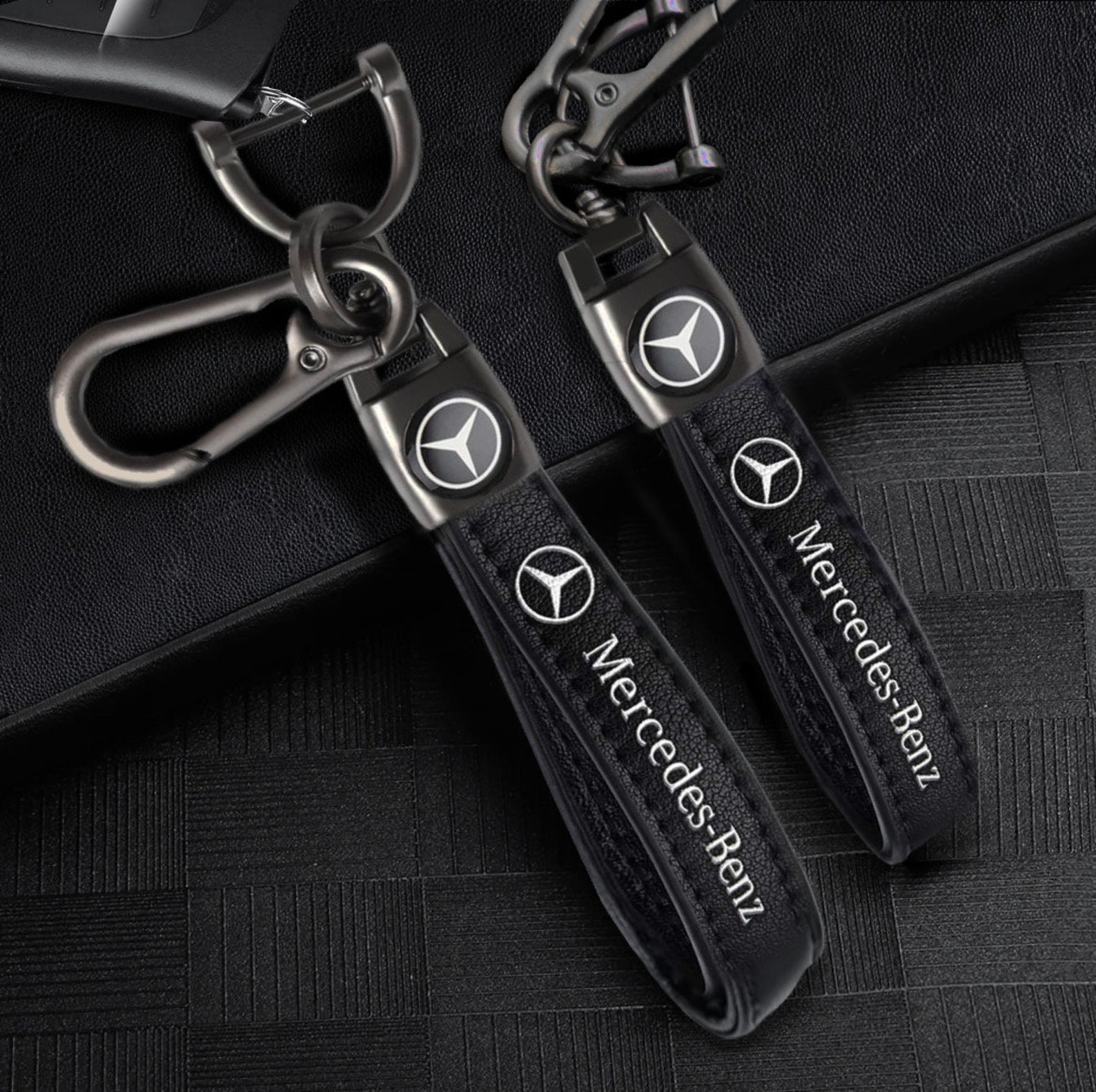Mercedes Benz Luxury Leather Keychain Keyring Mercedes Benz Logo Great ...