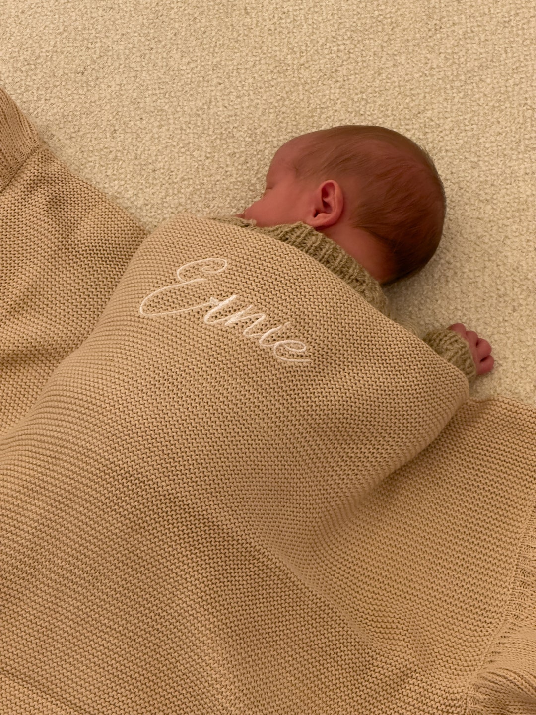 Personalised Ruffle Baby Blanket Embroidered 100% Cotton Knit Baby ...