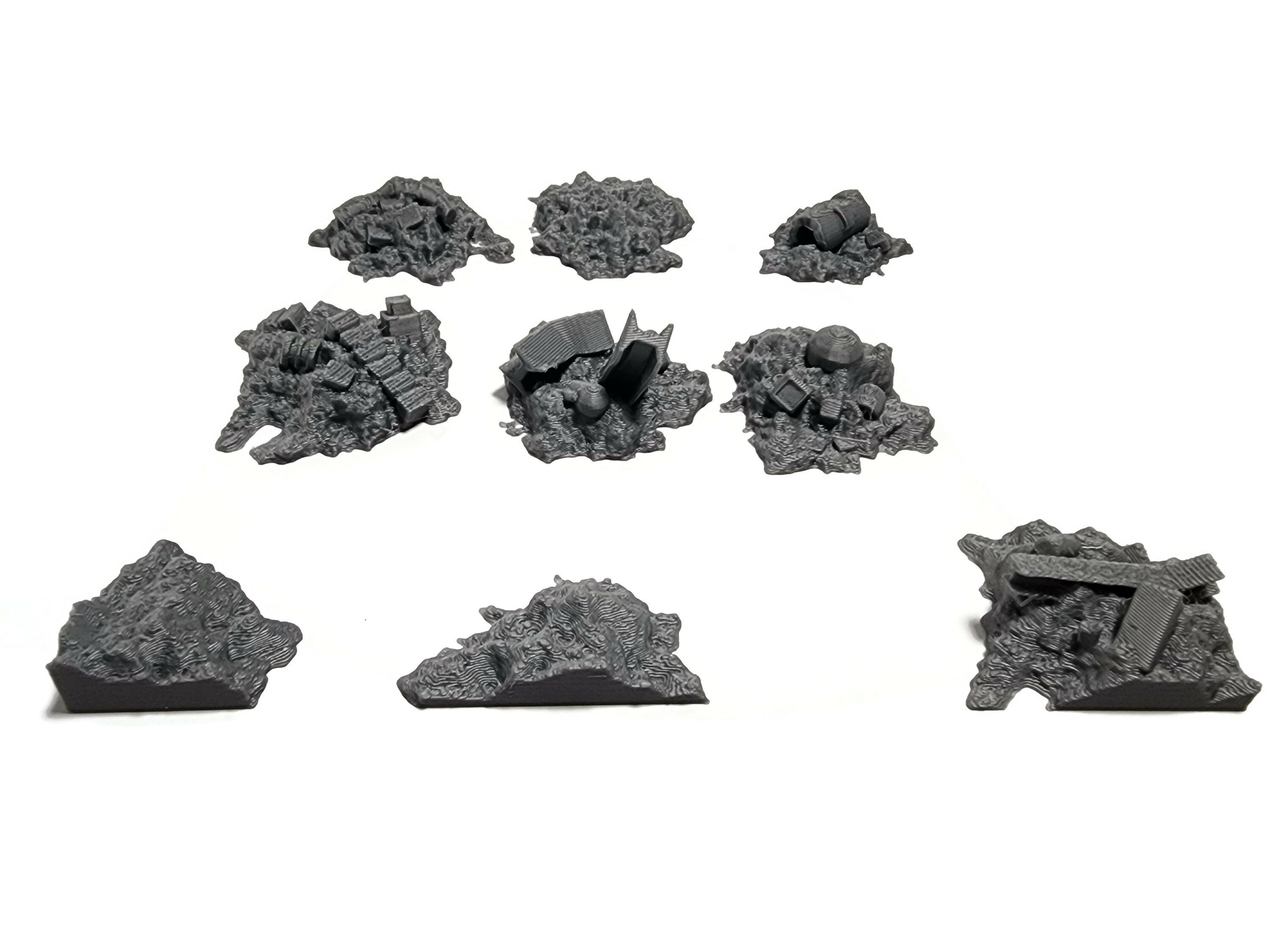 Miniature Sci-fi/apocalyptic Rubble Piles (9pc) Rocks Trash (28mm ...