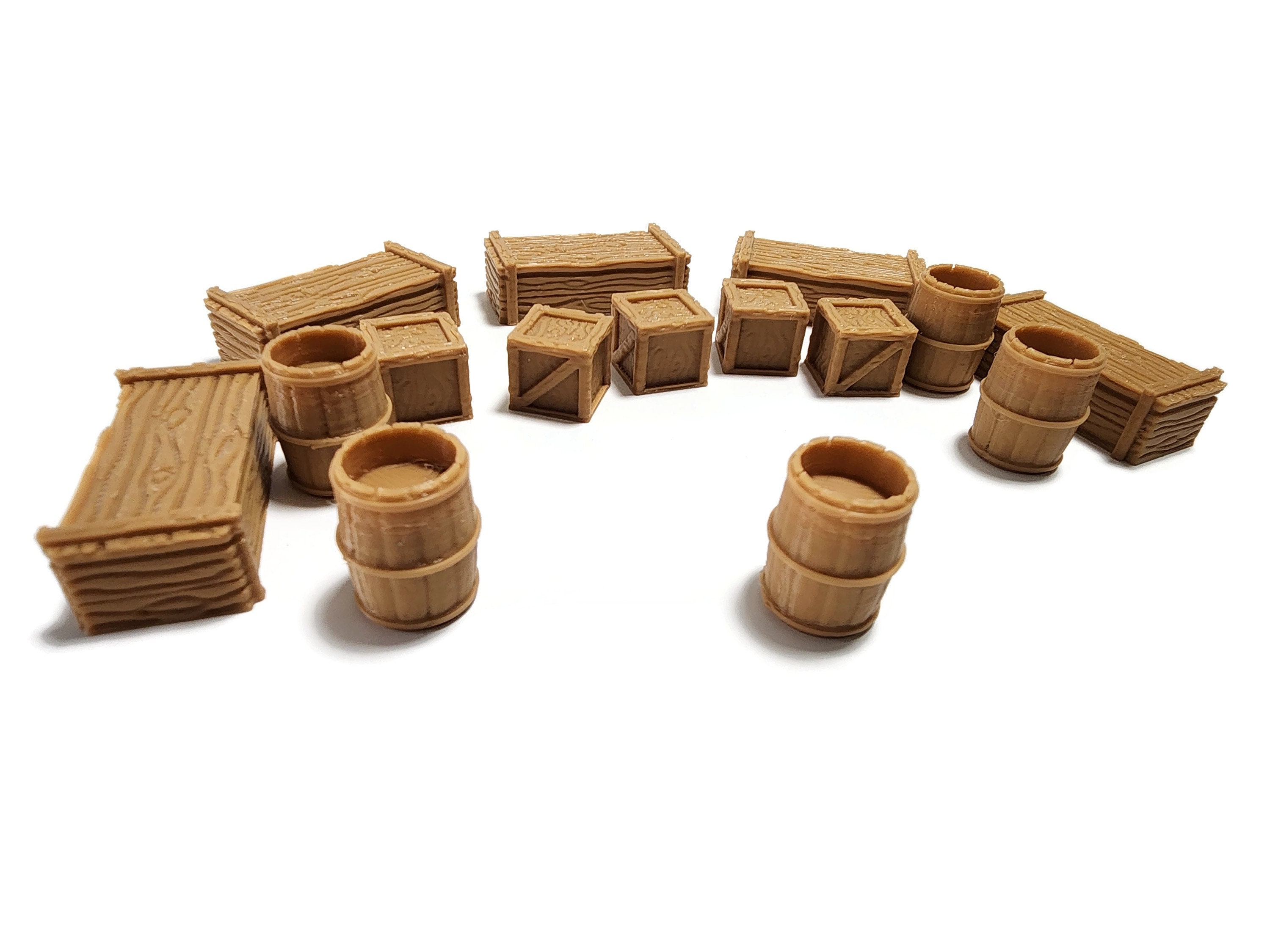 Miniature Wooden Crates and Barrels Scatter 15pc Scaled for 28mm RPG ...