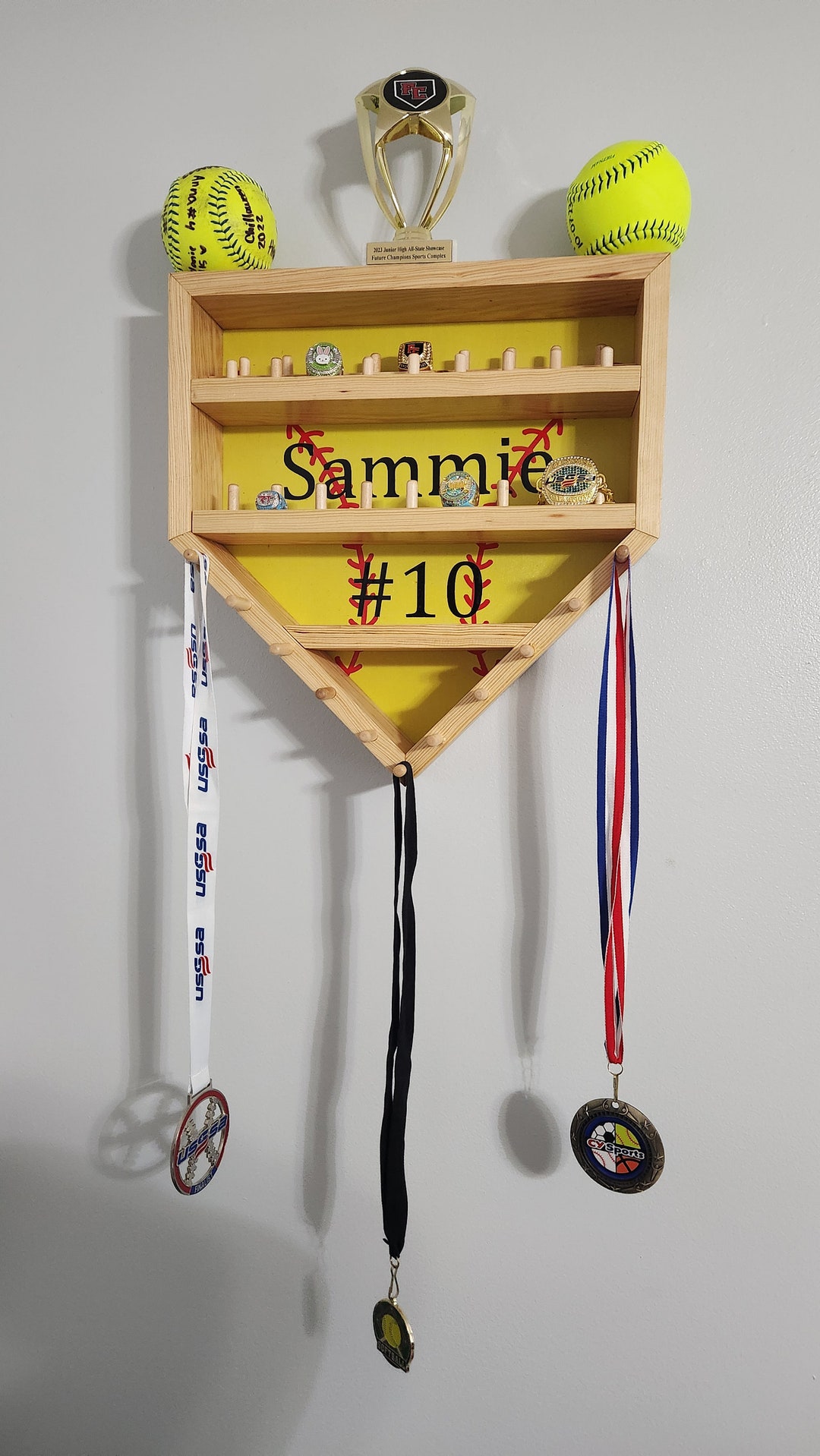 Softball Trophy Case, Baseball Trophy Case, Trophy Shelf, Ring Holder ...